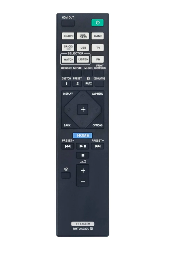 RMT-AA230U Replacement Remote for Sony Multi Channel AV Receivers
